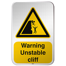 ISO Safety Sign - Warning, Unstable cliff - Brady Part: 306434 | Brady ...
