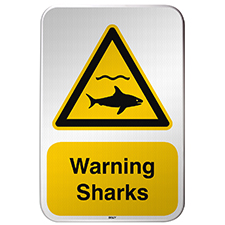 Brady Part: 306443 | ISO Safety Sign - Warning, Sharks | Brady.co.uk