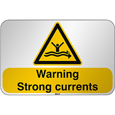 Reflective ISO Safety Sign - Warning: Strong currents - With text ...