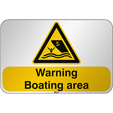 Reflective ISO Safety Sign - Warning: Boating area - With text | Brady ...