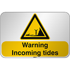 Reflective ISO Safety Sign - Warning: Incoming tides - With text ...