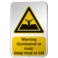 ISO Safety Sign - Warning, Quicksand or mud, deep mud or silt - Brady ...