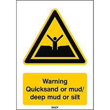Brady Part: 302049 | ISO Safety Sign - Warning, Quicksand or mud, deep ...