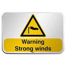 Brady Part: 306537 | ISO Safety Sign - Warning, Strong winds | Brady.co.uk
