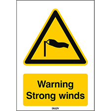ISO Safety Sign - Warning, Strong winds - Brady Part: 302316 | Brady ...