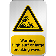 Brady Part: 304881 | ISO Safety Sign - Warning, High surf or large ...