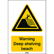 Brady Part: 302506 | ISO Safety Sign - Warning, Deep shelving beach ...
