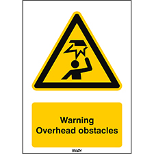 Brady Part: 237020 | ISO Safety Sign - Warning, Overhead obstacles ...