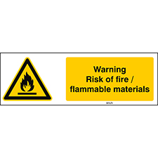 ISO Safety Sign - Warning; Risk of fire / flammable materials | Brady ...