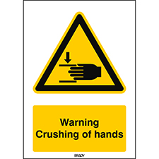 ISO Safety Sign - Warning, Crushing of hands - Brady Part: 829943 ...