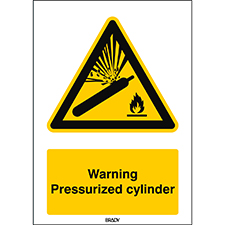 Brady Part: 236218 | ISO Safety Sign - Warning, Pressurized cylinder ...