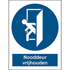 Gebodspictogram - Nooddeur vrijhouden - Nooddeur vrijhouden - Brady ...