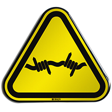 Brady Part: 306253 | ISO Safety Sign - Warning, Barbed wire | Brady.co.uk