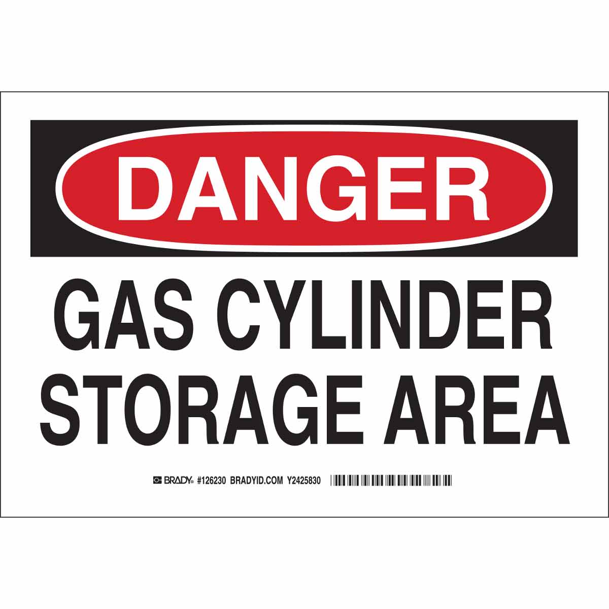 Brady Part: 126228 | DANGER Gas Cylinder Storage Area Sign | BradyCanada.ca