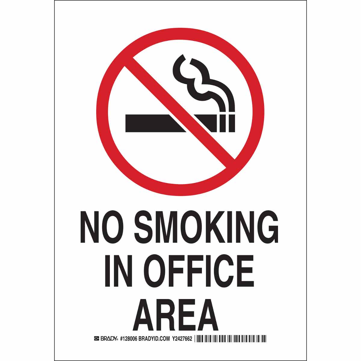 Brady Part: 128008 | No Smoking In Office Area Sign | BradyID.com