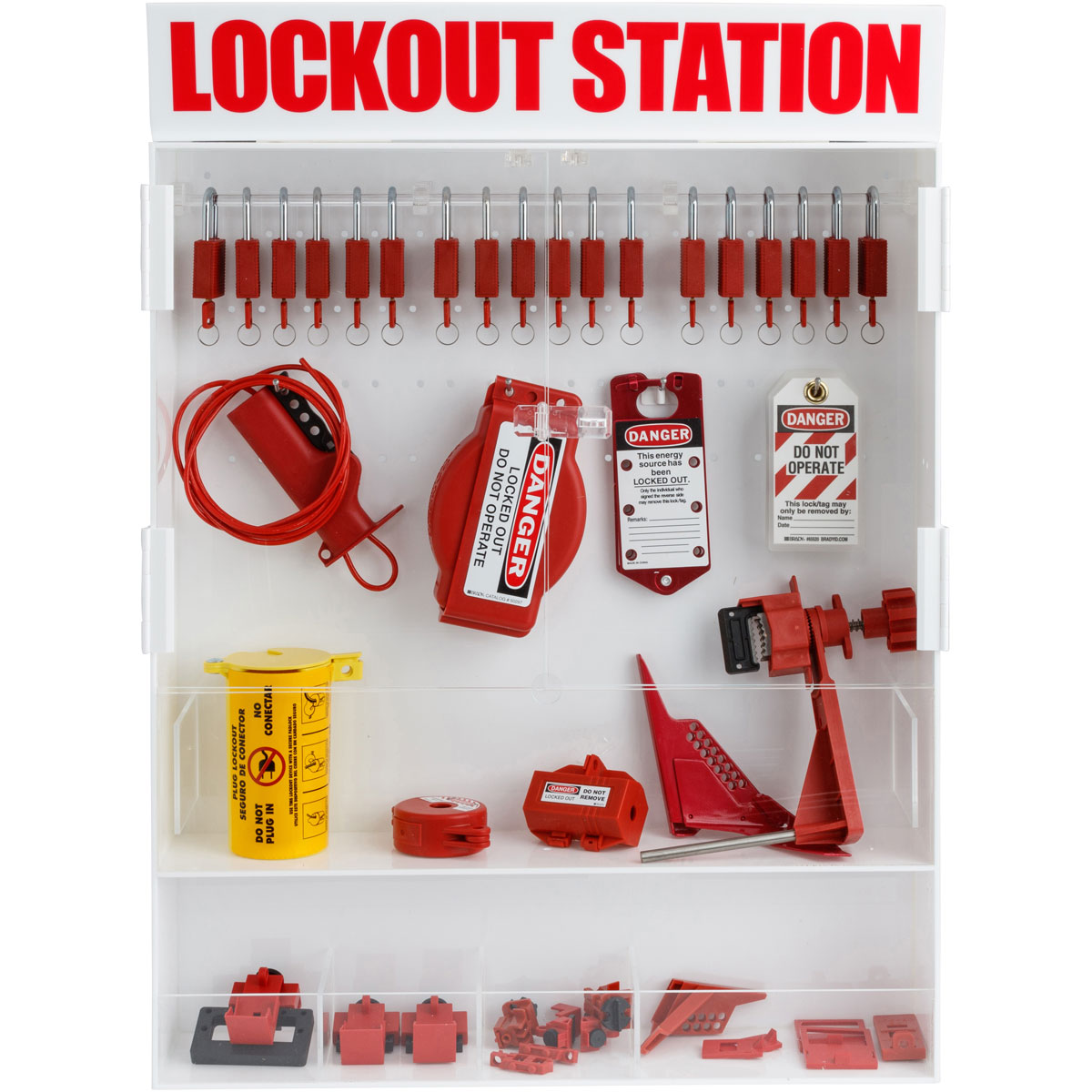 Extra Large Enclosed Lockable Lockout Station Kit with 18 Padlocks and ...