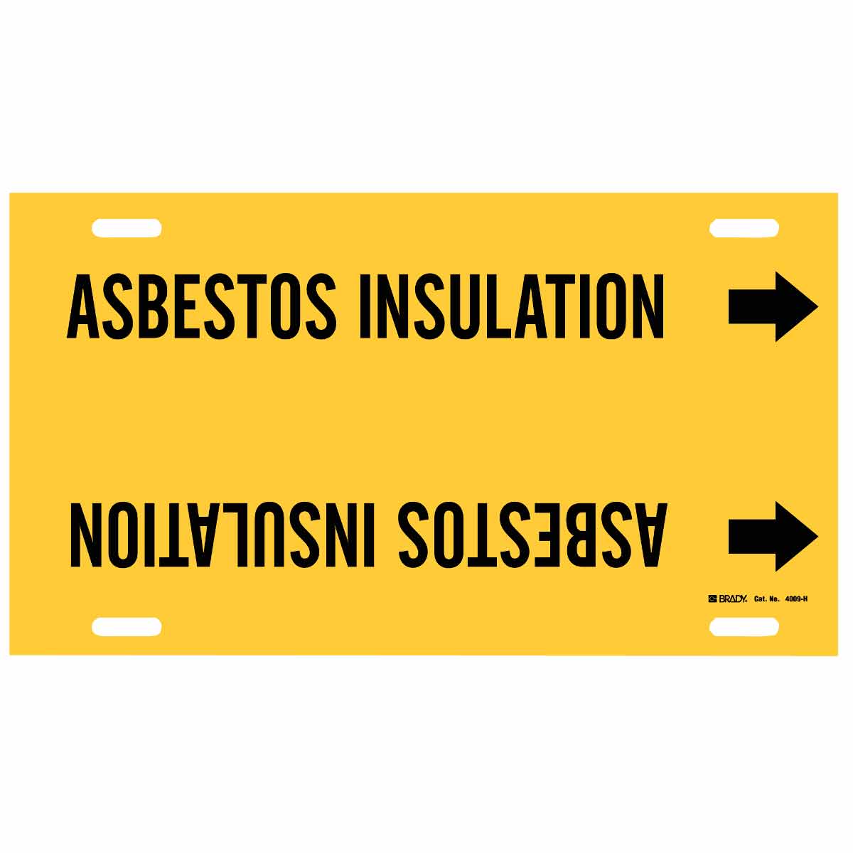 ASBESTOS INSULATION Strap-On Pipe Marker - Brady Part: 4009-H | Brady ...