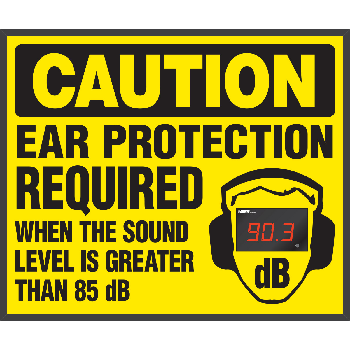 Decibel Status Sign Caution Ear Protection Required When The Sound