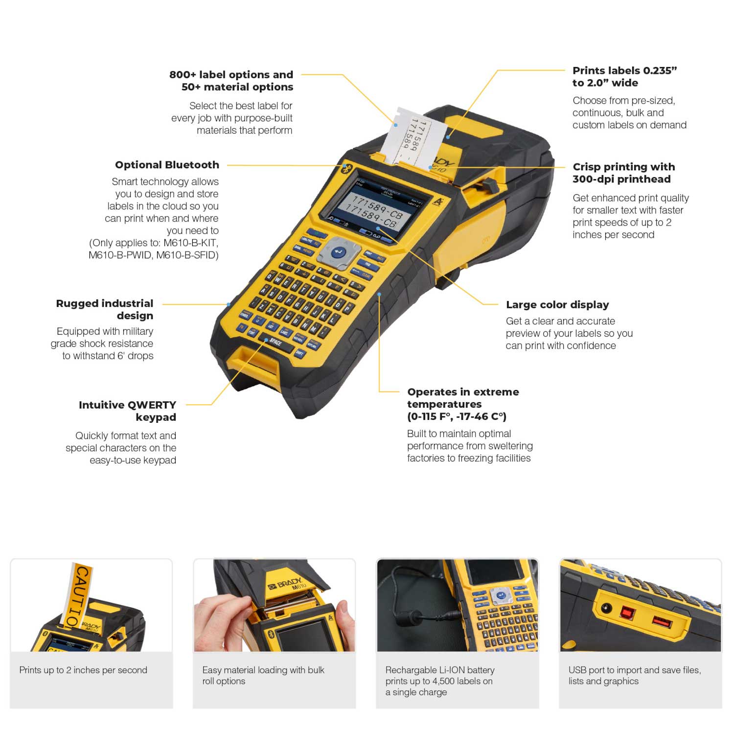 M610 Label Printer with V4500 Barcode Scanner and Software Kit - Brady ...