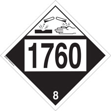 Class 8 UN 1760 Corrosive TDG Placard - Brady Part: 09104R1760 | Brady ...