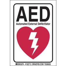 AED Automated External Defibrillator Labels - Brady Part: 102713 ...