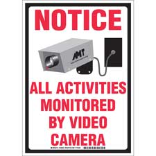 NOTICE All Activities Monitored By Video Camera Sign - Brady Part ...