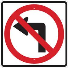 No Left Turn Picto Sign - Brady Part: 103706 | Brady | BradyID.com