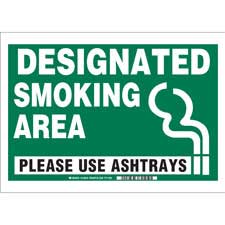 Designated Smoking Area Please Use Ashtrays Sign - Brady Part: 103844 ...