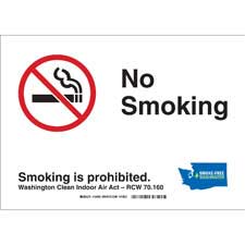 NO SMOKING RCW 70160 Sign | Brady | BradyID.com
