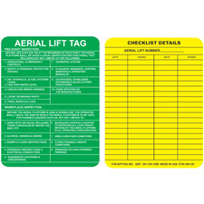 ENTRYTAG Inserts: AERIAL LIFT TAG: PRE-START INSPECTION… - Brady Part ...