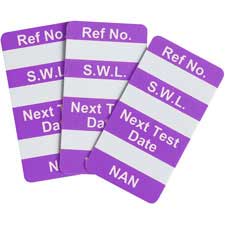 NanoTag Inserts: REF NO.: S.W.L.: NEXT TEST DATE: NAN - Brady Part: NAN ...