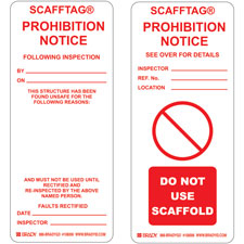 SCAFFTAG Prohibition Notice Inserts - Brady Part: SCAF-STSIP 501 ...