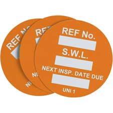 Universal Tag Inserts: REF NO: S.W.L.: NEXT INSP. DATE DUE: - Brady ...