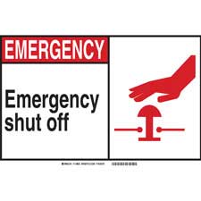 EMERGENCY Emergency Shut Off sign | Brady | BradyID.com