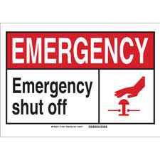 EMERGENCY Emergency Shut Off sign | Brady | BradyID.com