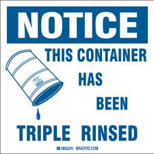 NOTICE This Container Has Been Triple Rinsed Labels - Brady Part ...