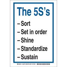 The 5S's Sort Set In Order Shine Standardize Sustain Sign | Brady ...
