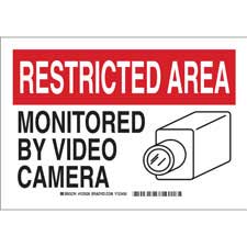 RESTRICTED AREA Monitored By Video Camera Sign | Brady | BradyID.com