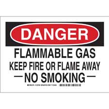 DANGER Flammable Gas Keep Fire Or Flame Away No Smoking Sign | Brady ...
