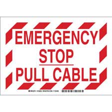 Emergency Stop Pull Cable Sign | Brady | BradyCanada.ca