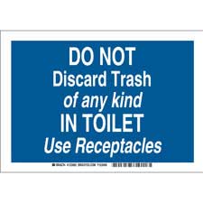 Bilingual Do Not Discard Trash Of Any Kind In Toilet Use Receptacles ...