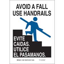 Bilingual Avoid A Fall Use Handrails Sign | Brady | BradyID.com