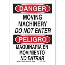 Bilingual DANGER Moving Machinery Do Not Enter Sign | Brady | BradyID.com