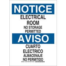 Bilingual NOTICE Electrical Room No Storage Permitted Sign | Brady ...