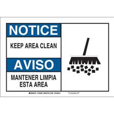 Bilingual NOTICE Keep Area Clean Sign | Brady | BradyCanada.ca
