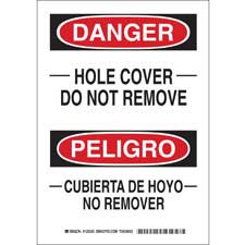 Bilingual DANGER Hole Cover Do Not Remove Sign | Brady | BradyCanada.ca