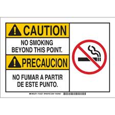 Bilingual CAUTION No Smoking Beyond This Point Sign | Brady | BradyID.com