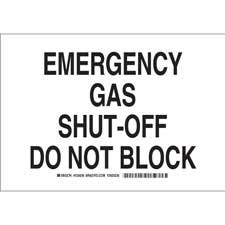 Brady Part: 125640 | Emergency Gas Shut-Off Do Not Block Sign ...