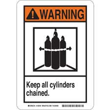 WARNING Keep All Cylinders Chained. Sign | Brady | BradyID.com