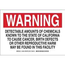 Señalamiento - WARNING Detectable Amounts Of Chemicals Known To The ...